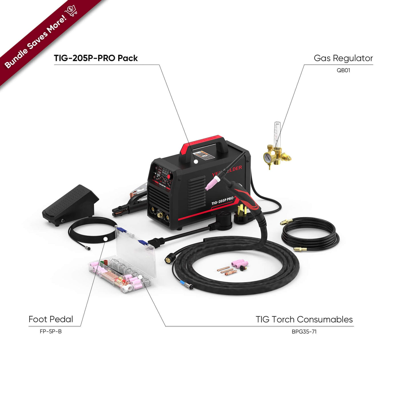 TIG-205P-PRO Pulse TIG Welder Stick/DC TIG/Pulse TIG 3 In 1 TIG Welder ...