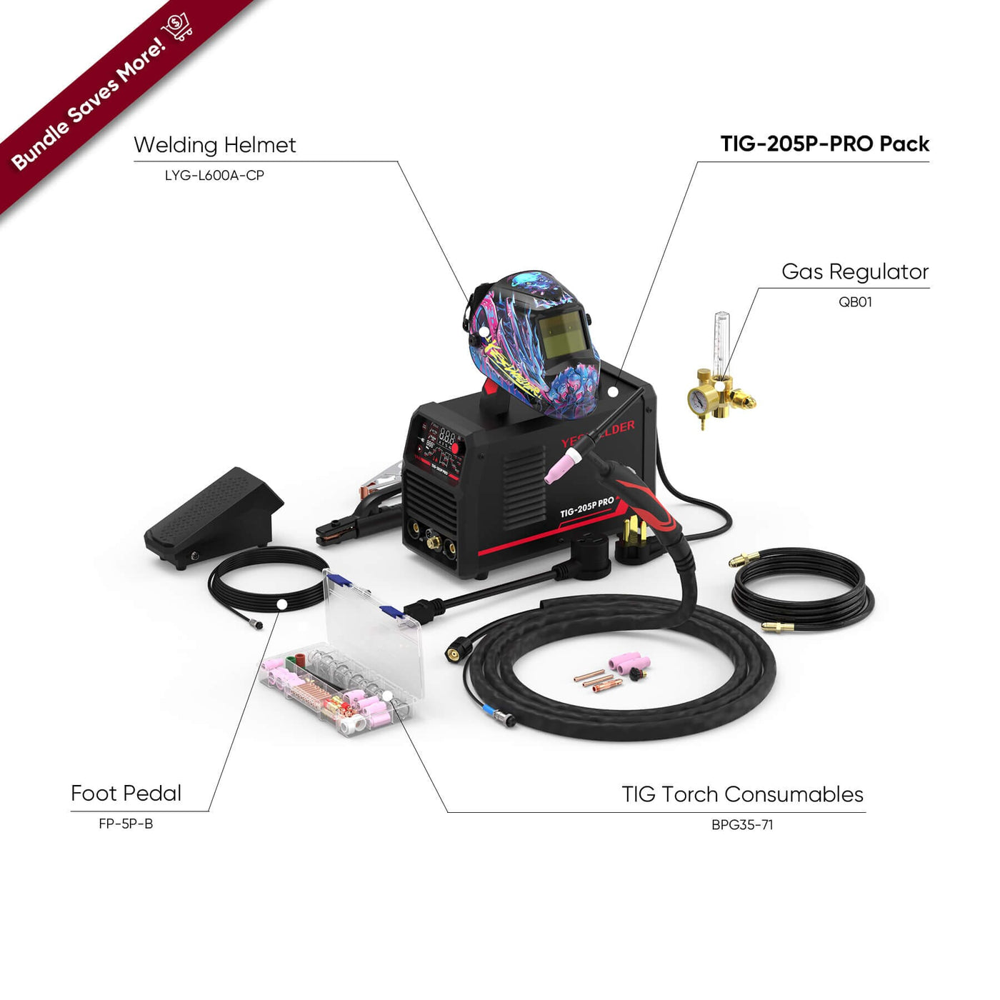 TIG-205P-PRO Pulse TIG Welder Stick/DC TIG/Pulse TIG 3 In 1 TIG Welder ...